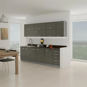 GREY gr | dolní skříňka 80 ZL 1S dřezová | 80 cm | PREMIUM BOX | světle šedá/tmavě šedá lesk