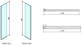Polysan, MODULAR SHOWER přídavný panel pro instalaci na stěnu modulu 2, 1200 mm, pravý, MS2B-120R