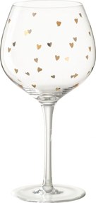 Sklenice na víno se zlatými srdíčky Hearts Gold – 10*10*21,5 cm / 600ml