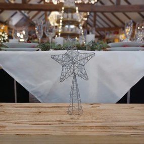 Vánoční hvězda na stromek 18 × 30 cm, drátěná, stříbrná