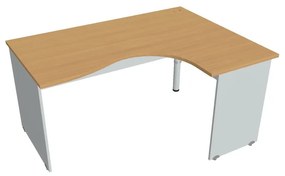 Stůl ergo levý 160*120 cm - Hobis Gate GE 2005 L Dekor stolové desky: buk, Dekor lamino podnože: šedá, Barva nohy: stříbrná