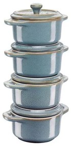 Staub sada 4 keramických forem Mini Cocotte, antická modrá, 40508-159