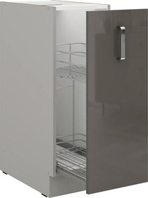 GREY gr | dolní skříňka 30 D CARGO s výsuvnou drátěnou policí | 30 cm | světle šedá/tmavě šedá lesk