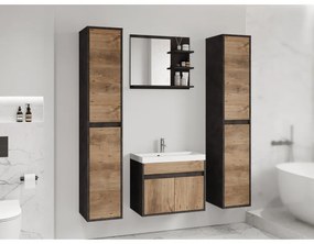 Koupelnový nábytek Garmuzo XL, Barva: wotan / wotan + bílý lesk, Sifon k umyvadlu: ne, Baterie: Economico BYU 020M