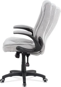 Kancelářská otočná židle ROLAN na kolečkách — plast, šedá látka