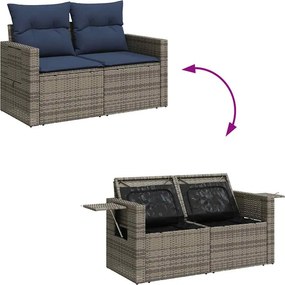6dílná zahradní sedací souprava s poduškami šedá polyratan 3325527