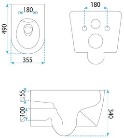 Závěsná WC mísa se SoftClose sedátkem REA Gustavo Rimless, bílá lesk