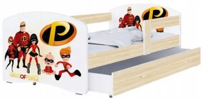 Dětská postel LUKI se šuplíkem DUB SONOMA 160x80 vzor RODINA PERFECT