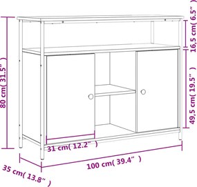 vidaXL Příborník 100 x 35 x 80 cm kompozitní dřevo [835501] Barva: kouřový dub