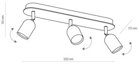 TK LIGHTING Bodový lustr - TOP 3305, 230V/10W/3xGU10, zlatá/černá