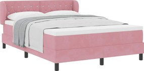 Postel s boxspringem s čelo Růžová 140 x 190 cm samet 3340333