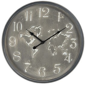 Vintage nástěnné hodiny se světadíly – Ø 48*6 cm / 1*AA