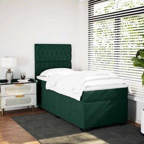 Box spring postel s matrací tmavě zelená 80 x 200 cm samet 3293071