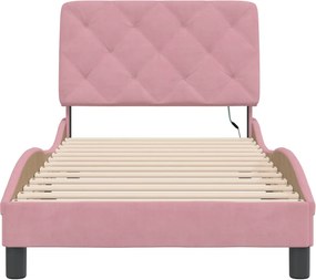Rám postele s LED bez matrace růžový 90 x 200 cm samet 3213836