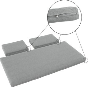 Zahradní set, bílá ocel/dub/světle šedá, PELOR