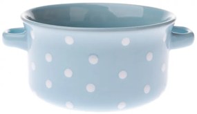 Miska s oušky modrá s bílými puntíky 560ml keramika