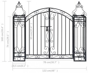 Okrasná zahradní brána kov Dekorhome