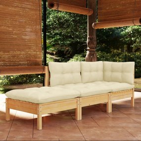 vidaXL 3dílná zahradní sedací souprava s poduškami masivní borovice [3096280] Barva: Bílá