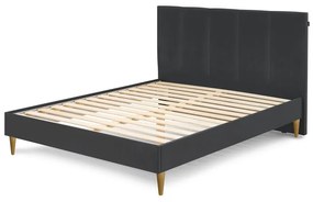 Antracitová čalouněná dvoulůžková postel s roštem 160x200 cm Vivara – Bobochic Paris