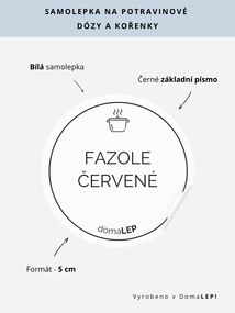 FAZOLE ČERVENÉ – bílá samolepka na dózu, základní písmo, 5 cm | DomaLEP