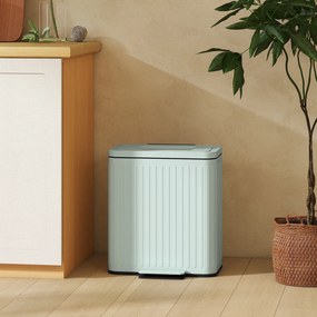 HOMCOM koš na odpad 40 l s pedálem a dvěma přihrádkami — 2 × 20 l, tlumené dovírání, funkce držení otevřeného víka, vyjímatelné vnitřní nádoby — zele…