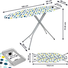 Žehlicí prkno s opěrkou na žehličku Bavlněný potah 120 x 38 cm