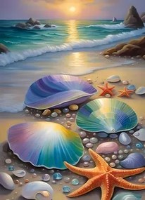 NORIMPEX Malování podle čísel Barevné mušle na pláži / 40x50 cm
