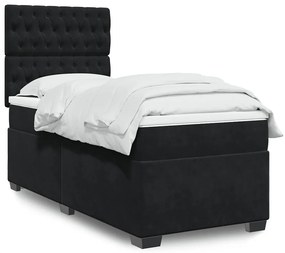 Box spring postel s matrací černá 100x200 cm samet 3293142