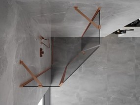 Mexen Mist, pětiúhelníkový sprchový kout výklopný 80 x 80 cm, čiré sklo, měděný matný profil, 8A8-080-080-65-00