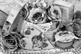 Obraz romantický vintage styl v černobílém provedení