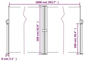 Zatahovací boční markýza krémová 160 x 1 000 cm,  4004730