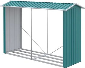 Outsunny sklad dřeva na krbové dřevo z galvanizované oceli, 240 x 86 x 160 cm, zelený
