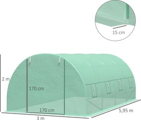 Fóliový skleník 595 x 300 x 200 cm | zelený