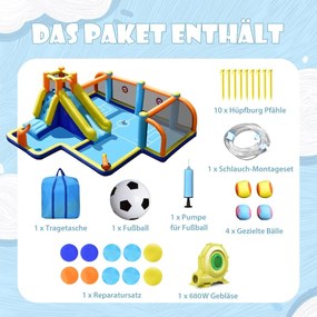 Costway Nafukovací skákací hrad s fukarem, obří nafukovací tobogán v barevném