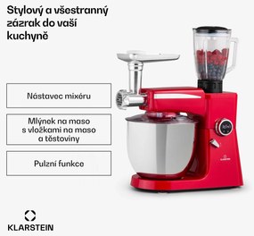 Klarstein Renata Rossa, kuchyňský robot, 3 v 1, 2000 W, 2,7 HP, 10 l, nerezová ocel, bez BPA