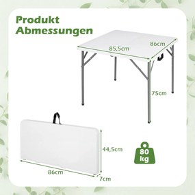 Costway Kempingový stůl skládací pro 4 osob z HDPE s rukojetí Skládací