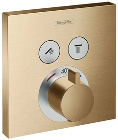 Hansgrohe Shower Select, termostatická baterie pod omítku na 2 spotřebiče, kartáčovaný bronz 15763140