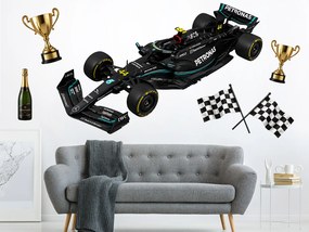 Černá formule Mercedes textilní přelepitelná samolepka na zeď arch 75 x 48 cm
