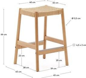 Barové stoličky v sadě 2 ks z dubového dřeva v přírodní barvě (výška sedáku 66 cm) Yalia – Kave Home