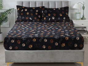 XPOSE® Mikroplyšové prostěradlo TLAPIČKY Exclusive - černé 90x200 cm