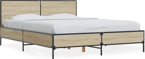 Rám postele dub sonoma 140 x 190 cm kompozitní dřevo a kov 3280033