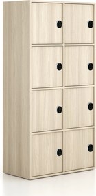 Kancelářská skříň FRAME, 8x dveře, 872 x 450 x 1735 mm, kódový zámek, dub přírodní