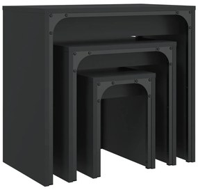 Hnízdové konferenční stolky 3 ks černé kompozitní dřevo - Default Title
