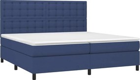 Box spring postel s matrací a LED modrá 200x200 cm textil 3135227