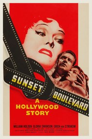 Obrazová reprodukce Sunset Boulevard (Vintage Cinema / Retro Movie Theatre Poster / Iconic Film Advert), (26.7 x 40 cm)