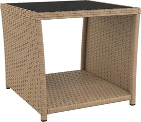 Čajový stolek se skleněnou deskou béžový polyratan a sklo 319561