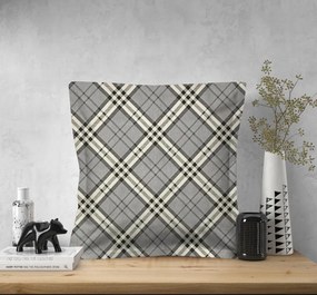 Ervi povlak na polštář bavlněný s lemem - Grey Tartan