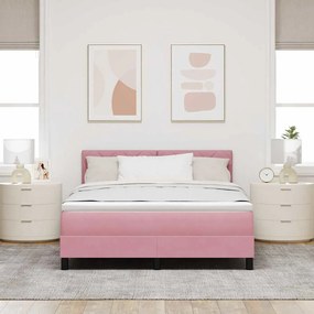 Postel s boxspringem s čelo Růžová 140 x 200 cm samet 3339247