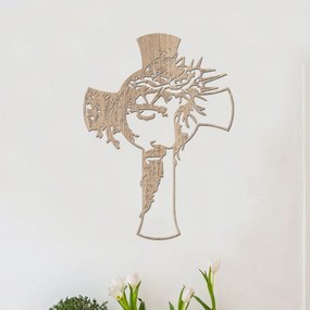 dřevo života Dřevěný kříž s ježíšem na zeď Zvolte rozměr (cm): 20x27, Zvolte barvu dekoru: Dub Sonoma