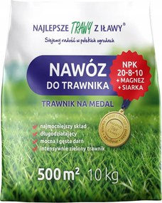 Nejlepší trávy z Iławy Hnojivo na trávníky 10 kg silné, obrovské množství dusíku 20 % 10 kg